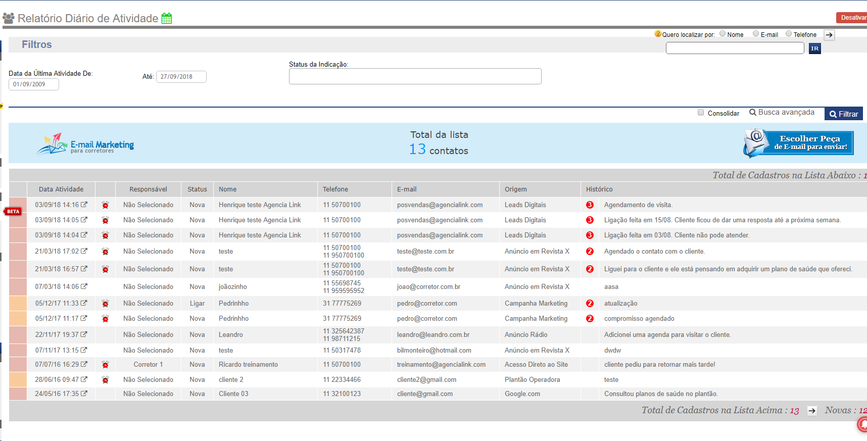 Como usar o relatório diário de atividades – Ajuda AgenciaLink.Com